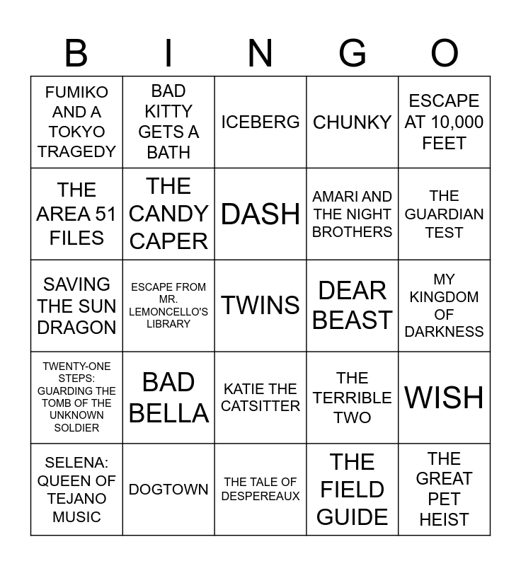 Name that Book Bingo Card