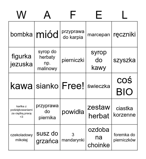 świąteczna paczka AFL Bingo Card