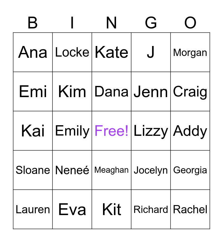 Co-Worker Bingo Card
