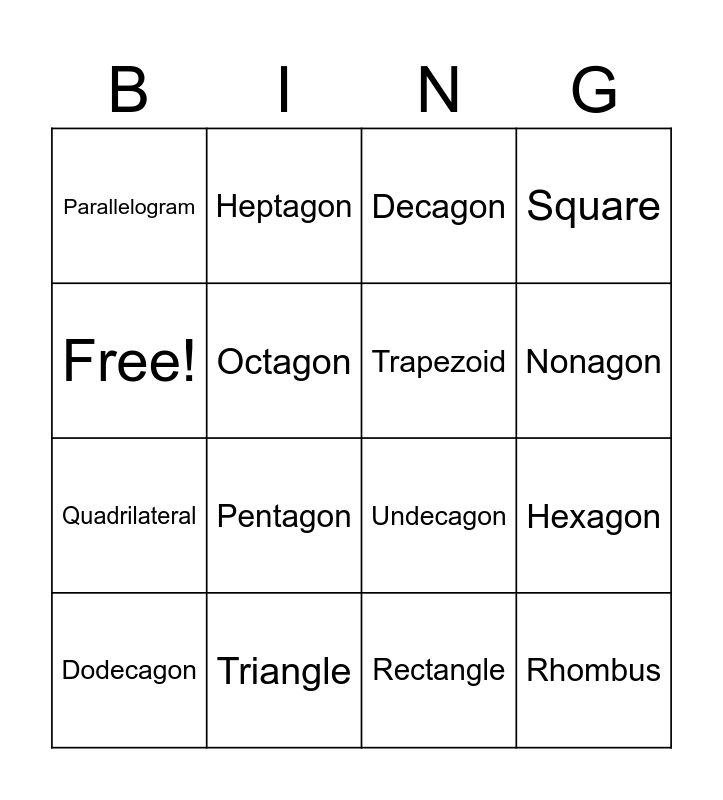 POLYGON BINGO Card