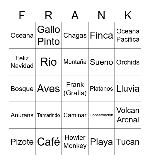 Costa Rica UCEAP Bingo Card