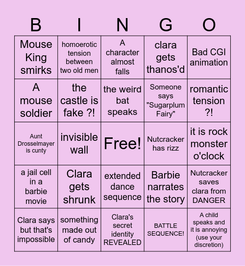 Barbie in the Nutcracker! Bingo Card