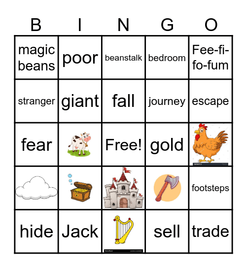 Jack and the Beanstalk Bingo Card