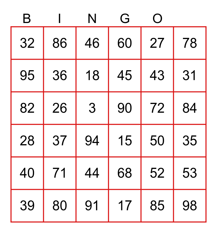 Real Number System Bingo Card