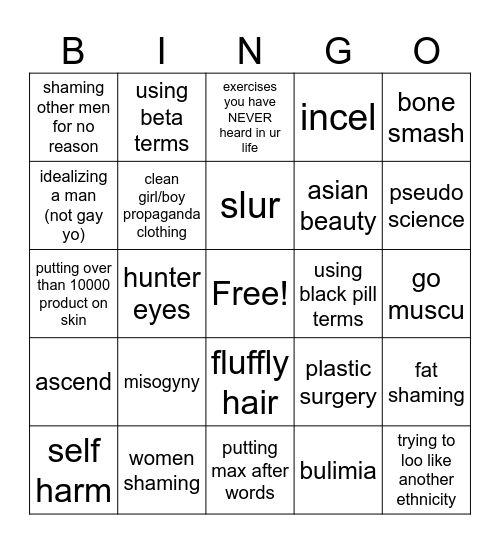 LOOKSMAXXER poo Bingo Card