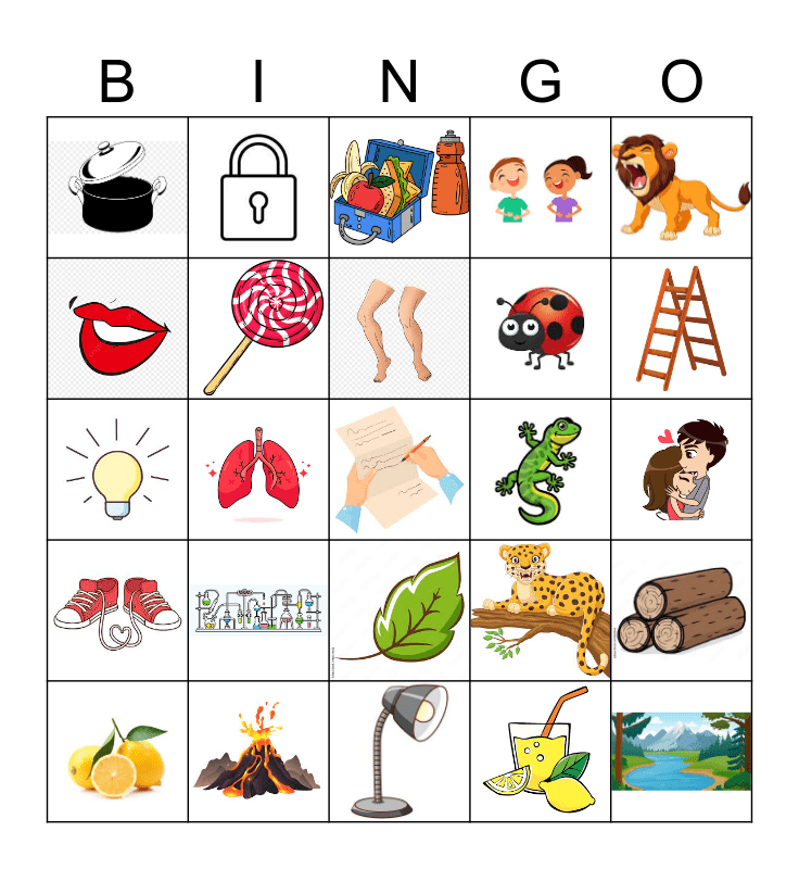 L sound Bingo Card