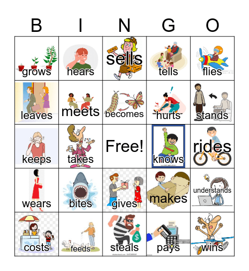 Simple present #3 Bingo--images only Bingo Card