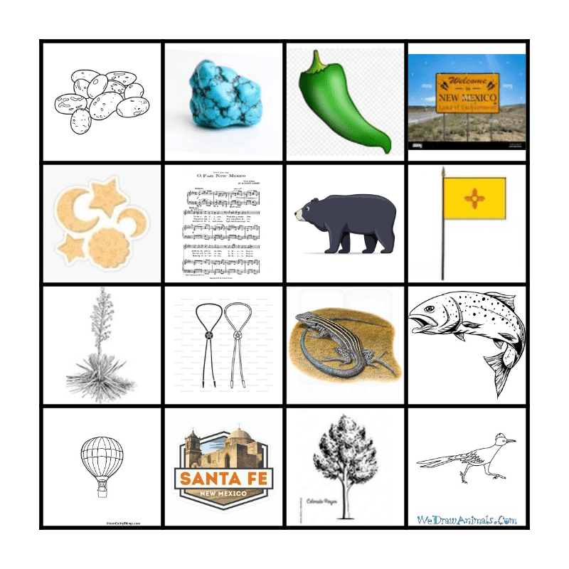 New Mexico State Bingo Card