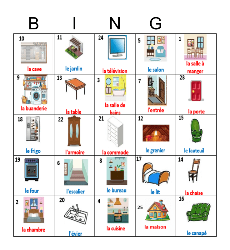 La maison 5x5 Bingo Card