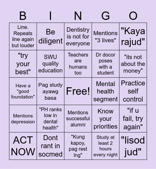 DENT ORIENTATION Bingo Card