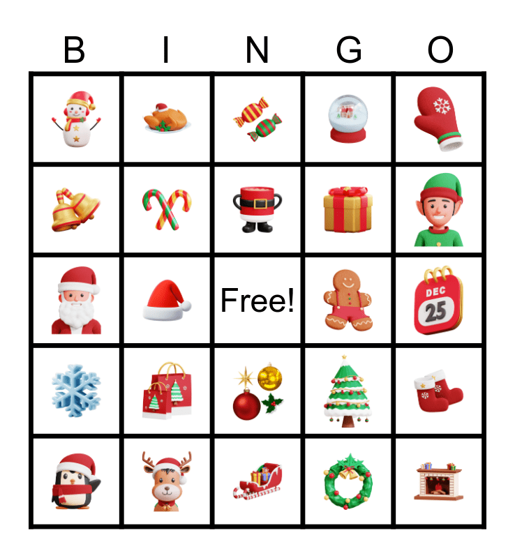3D Christmas Bingo Card