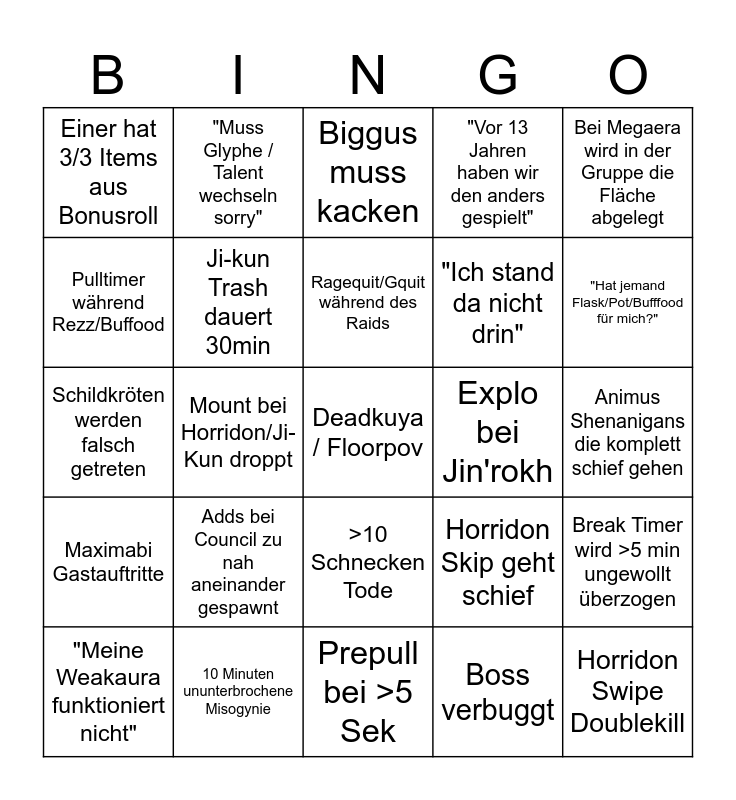 Release ID Bingo Card