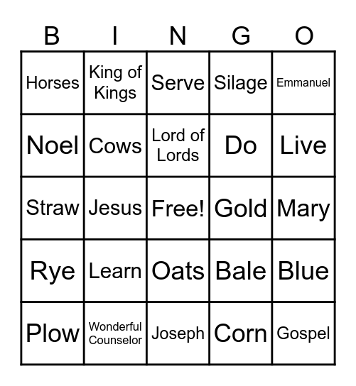 FFA Fun BINGO Card