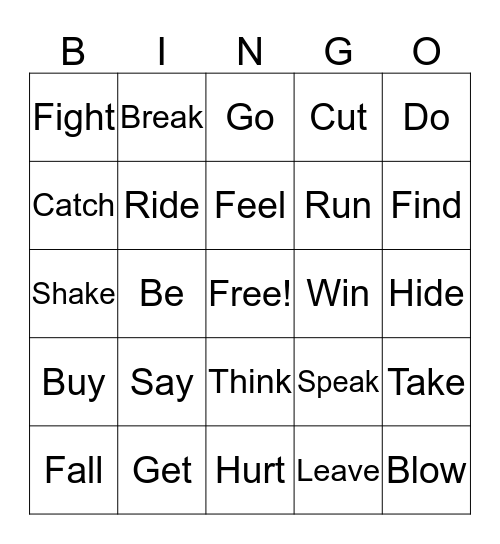 Irregular Verbs Bingo Card