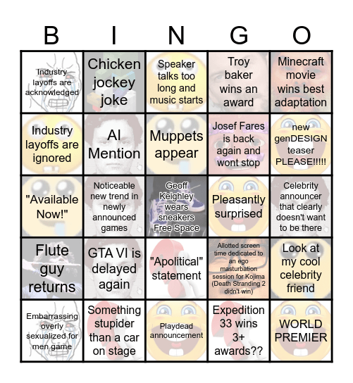 GAME AWARDS 2025 Bingo Card