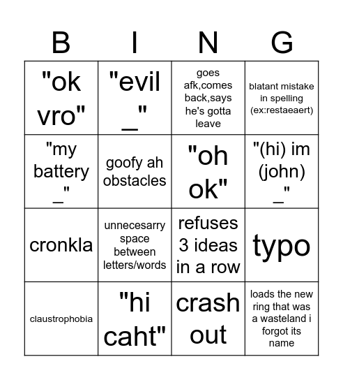 s3bw bingo Card