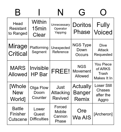 Ruine Loser Bingo Card