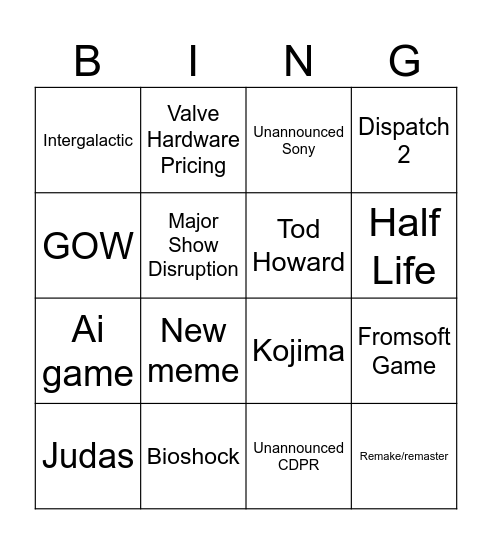 Untitled Bingo Card