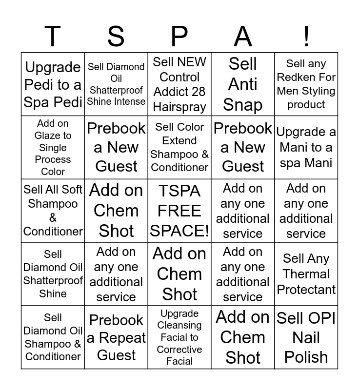 TSPA Bingo Card