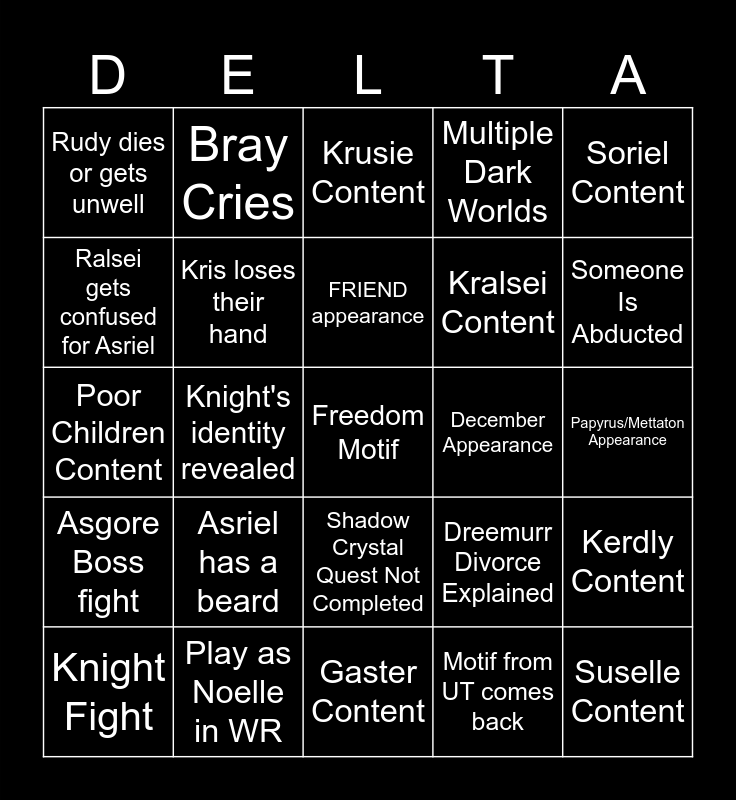 DELTARUNE CH. 5 BINGO Card
