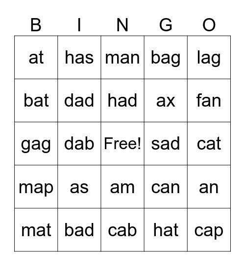 UFLI Lesson 35 Bingo Card