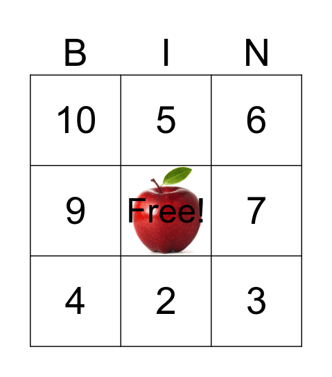 Numbers 1-10 Bingo Card
