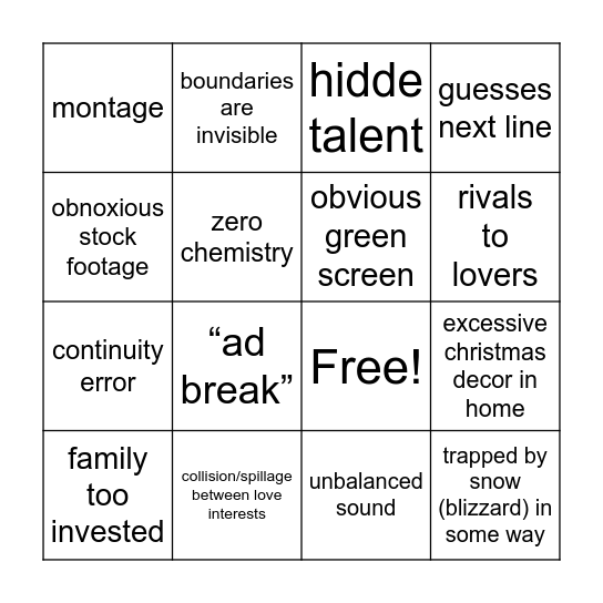 CHRISTMAS MOVIE Bingo Card