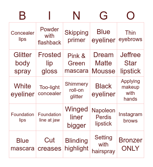 Makeup Bingo Card
