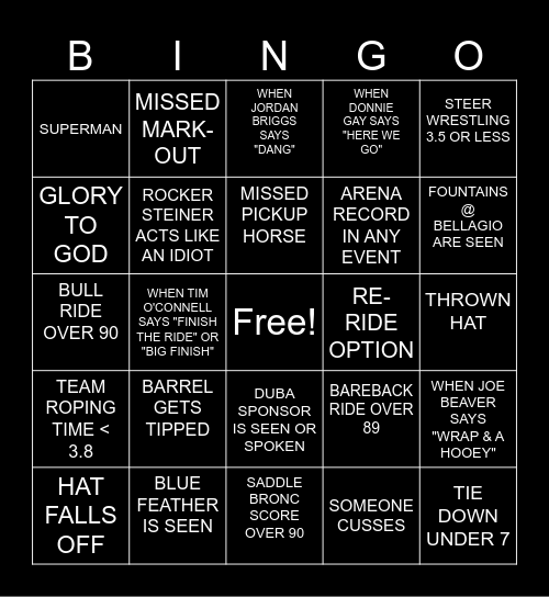 RODEO Bingo Card