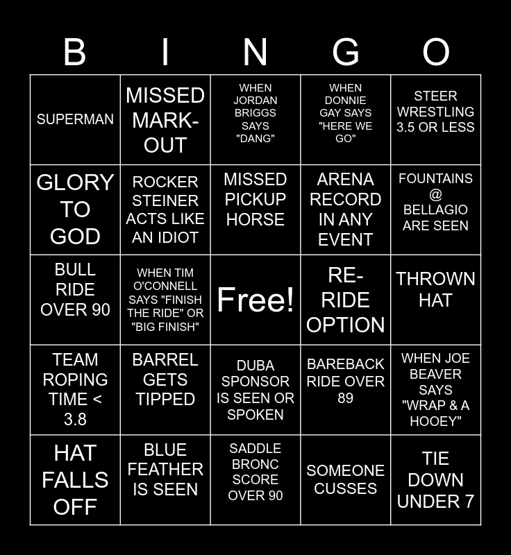 RODEO Bingo Card
