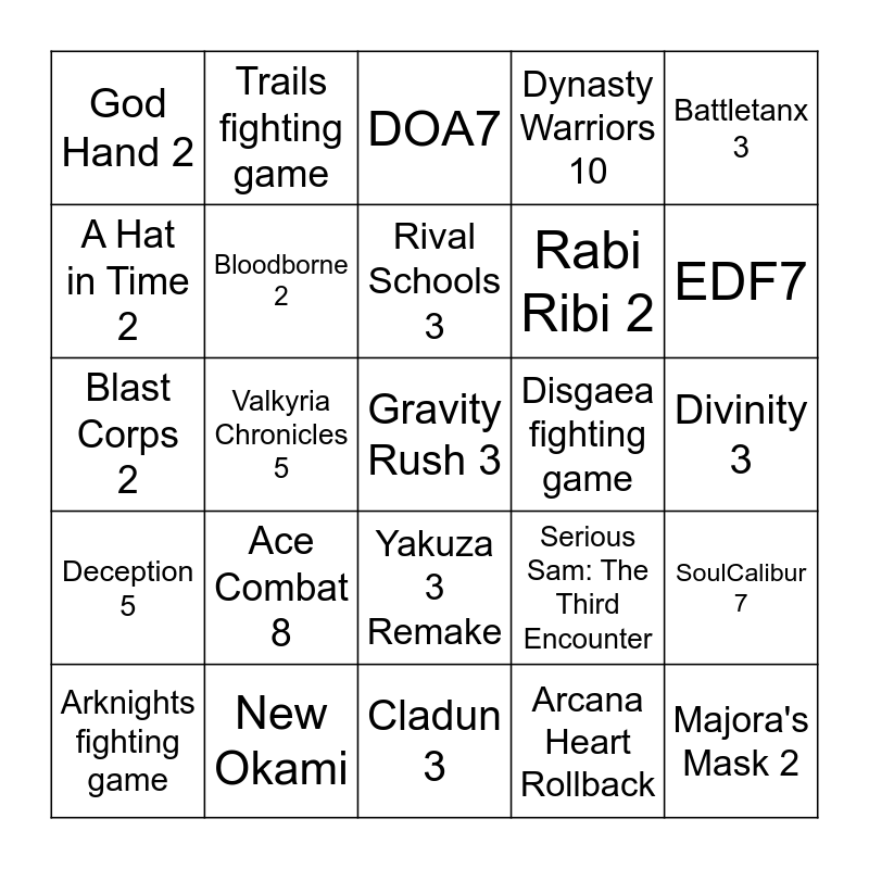 Cyker's Bingo Copium most wanted games Bingo Card