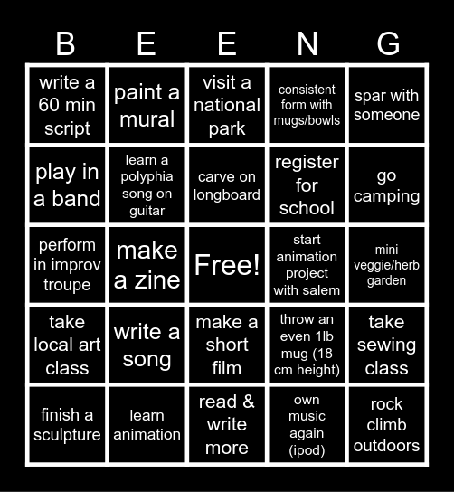 Sal's 2026 Bingo Card