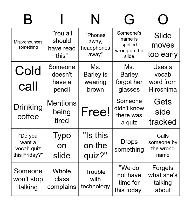 Untitled Bingo Card