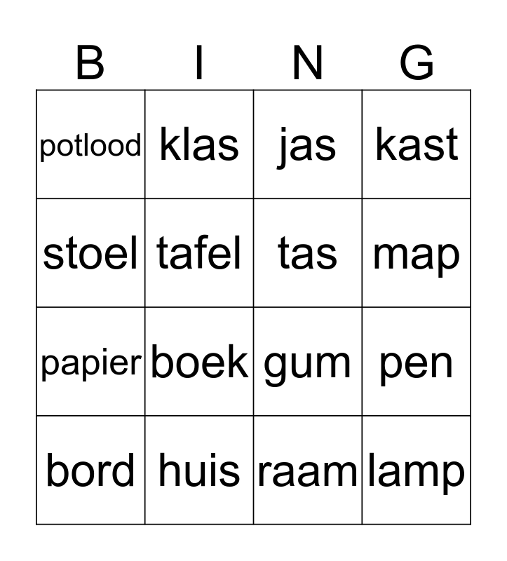 woordbingo Card
