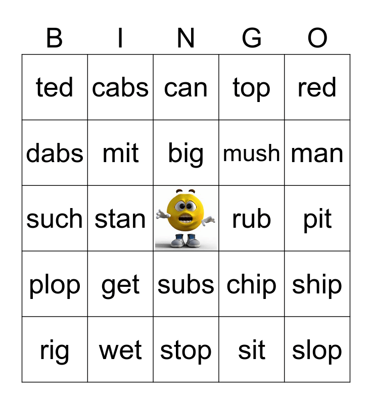mixed cvc and ch/sh Bingo Card
