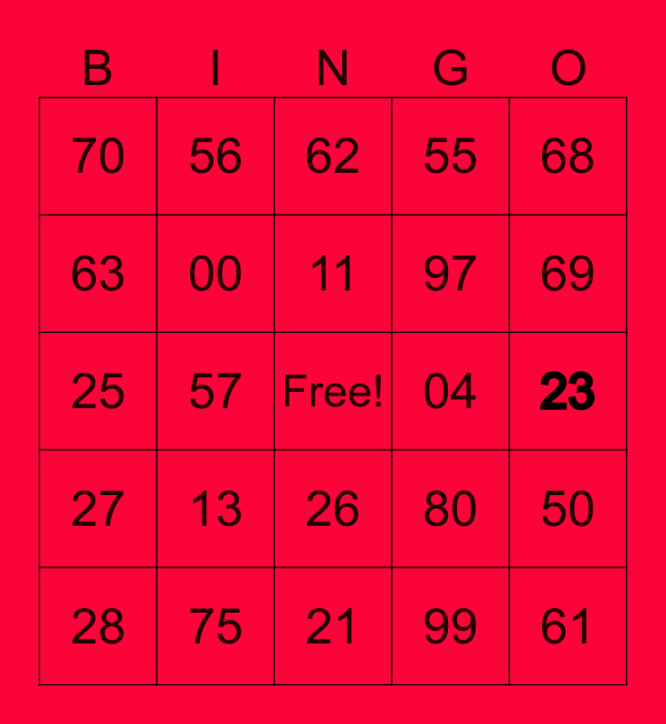 Fast and Furious Bingo Card