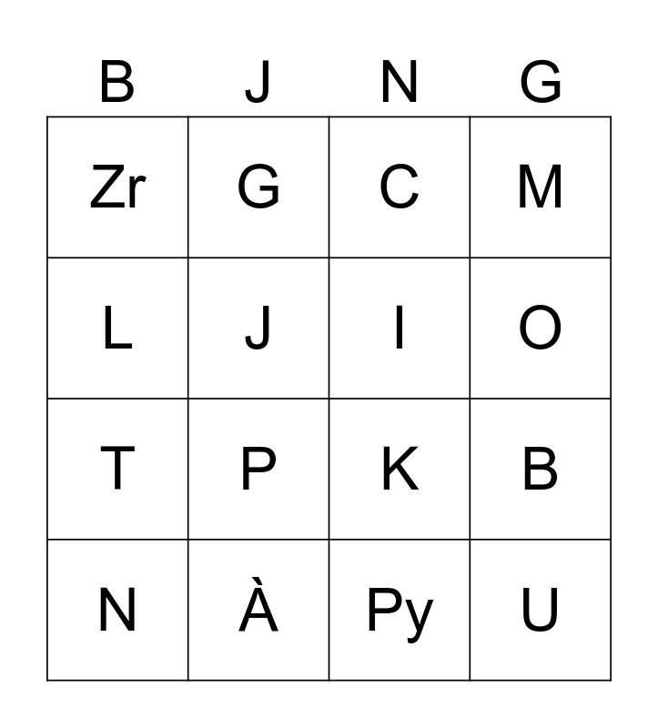 Bingo sans titre Bingo Card