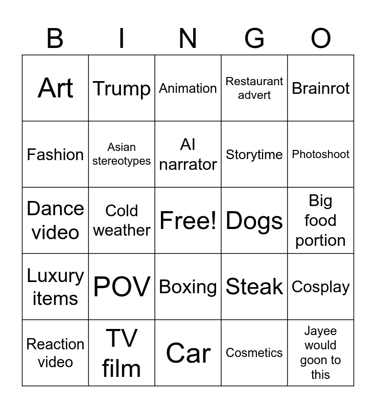 Jayee'r fyp v2 Bingo Card