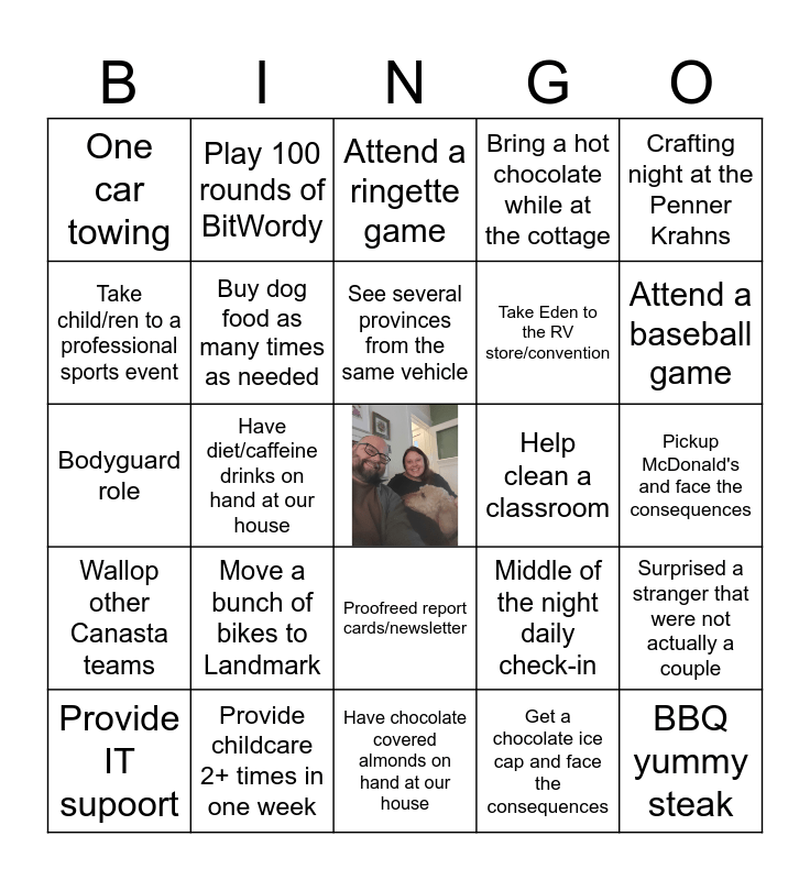 Lisa and Dennis Bingo Card