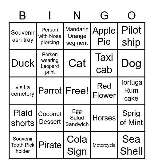 Cruise Ship/Port Bingo 2026 Bingo Card