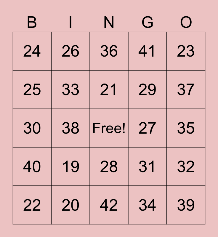 19 añitos de Vale Bingo Card