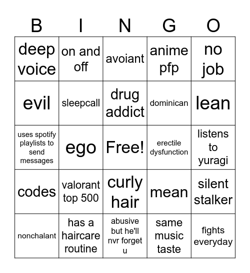 maikel ptsd bingo Card