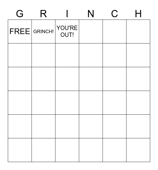 GRINCH BINGO Card