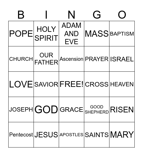 OUR CATHOLIC FAITH Bingo Card