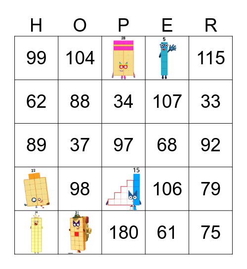 Number blocks Bingo Card