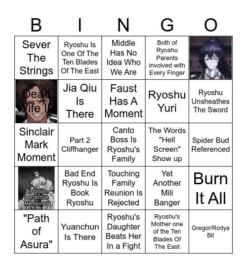 Canto 9 Bingo Card