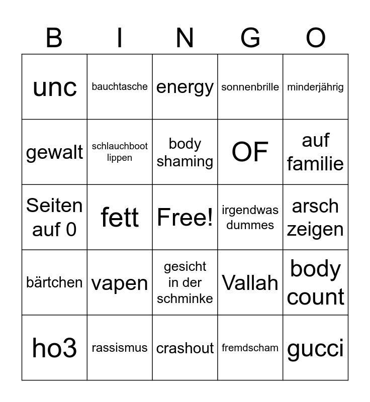 Frankfurt tinder Bingo Card