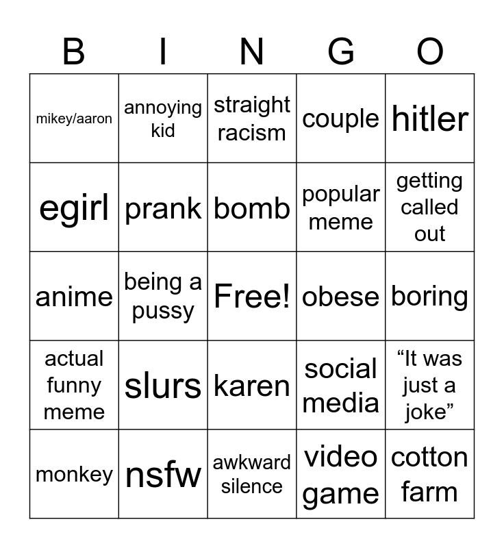you laugh you lose Bingo Card