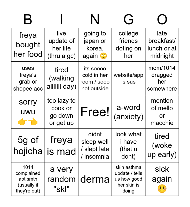 max bingo Card