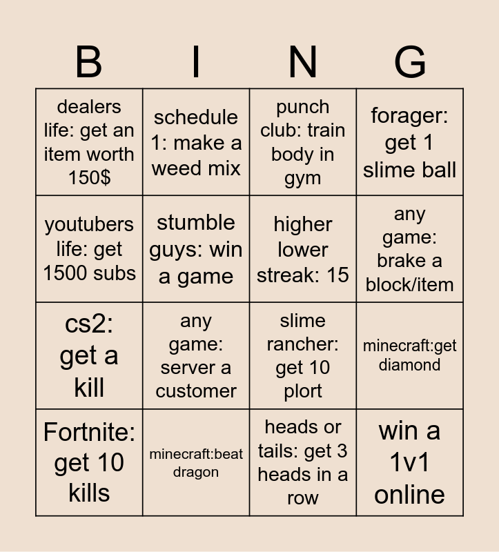 Speedruning games Bingo Card